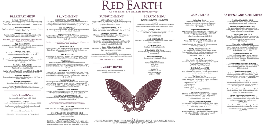 Menu – Red Earth